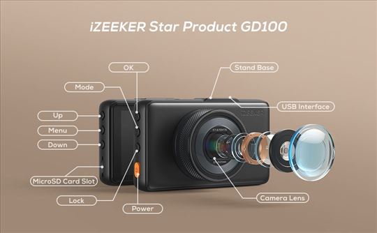 iZeeker dash cam auto kamera 3" 1080P 30fps