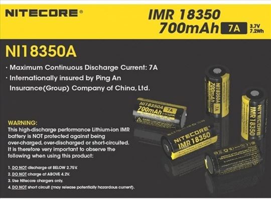 Nitecore baterija 700mAh IMR 18350