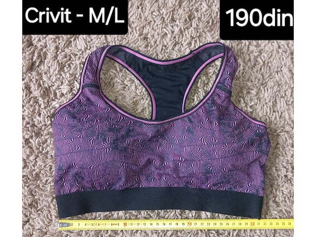 Crivit sportski grudnjak top crno roze boje M/L