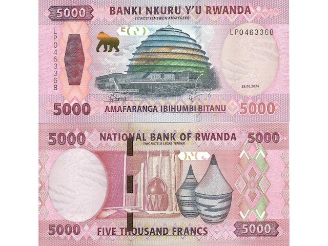 Rwanda 5000 francs 2024. UNC