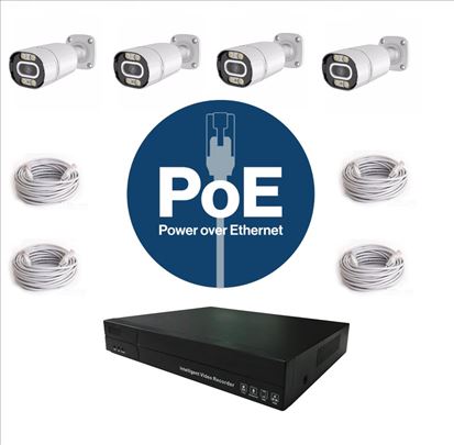 POE set 4 kamere 12mpx za video nadzor komplet poe