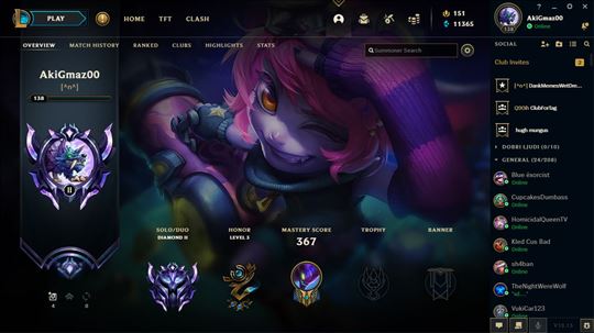 LoL account EUNE diamond 2 125heroja 75skinova