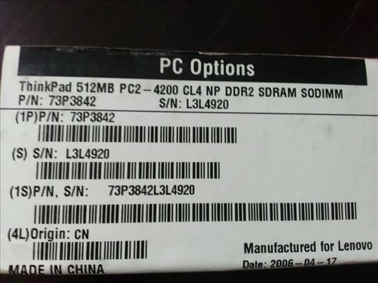 DDR 2 512MB PC2 4200 memorija. Nekoriscena.