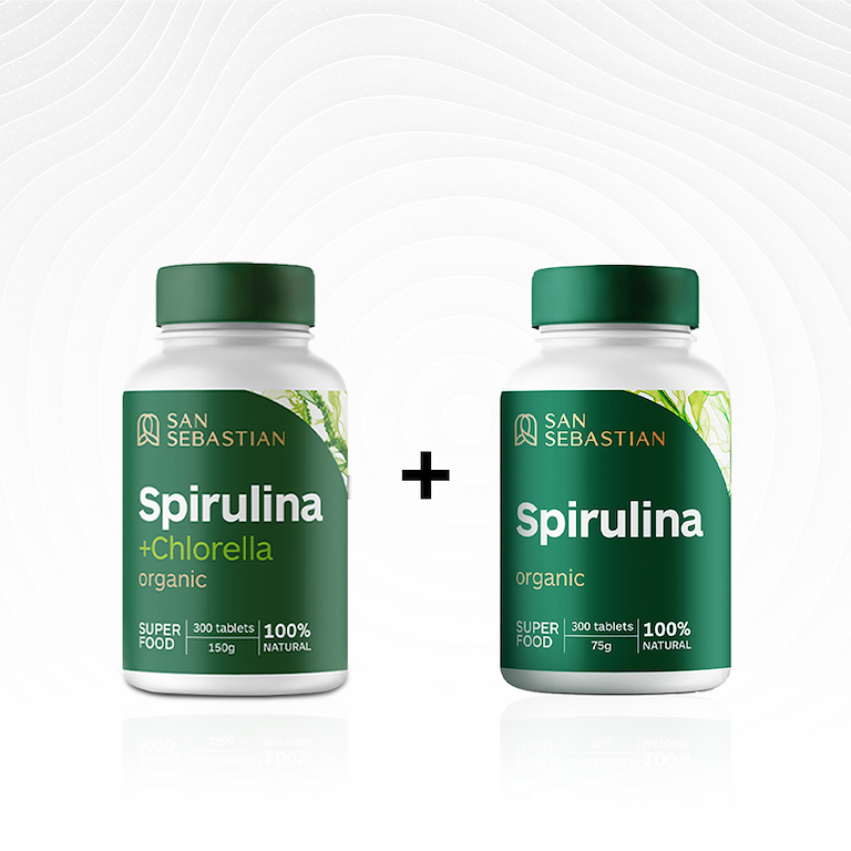 San Sebastian Spirulina+Chlorella + San Sebastian Spirulina – kompakt pakovanje 300 tableta