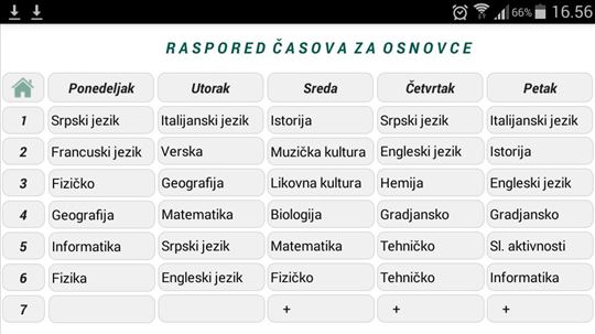 Android aplikacija raspored časova za osnovce