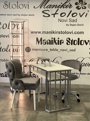 Manikir sto Industrial lux SILVER /polica/stolica/