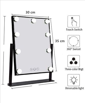 Ogledalo za šminkanje sa led svetlom 35 x 30 cm