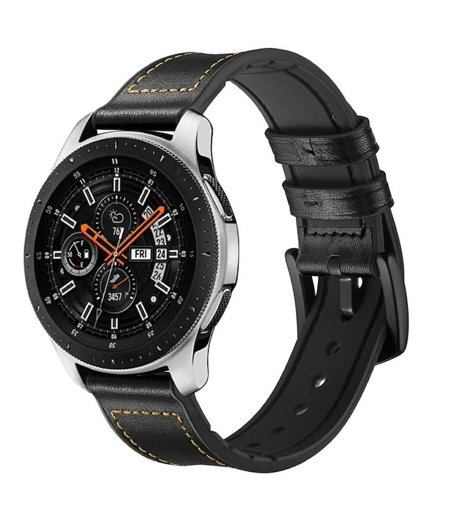 Crna kozna narukvica 22 mm Samsung Watch, Huawei Watch