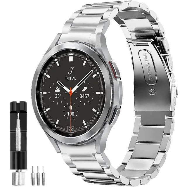 Metalna siva narukvica 20 mm za Samsung Galaxy Watch 4/5/6 40mm, 42mm, 43mm, 44mm, 46mm, 47mm