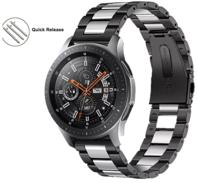 Metalna crno siva narukvica 22 mm Samsung Watch r800, Gear S3, Huawei Watch Gt