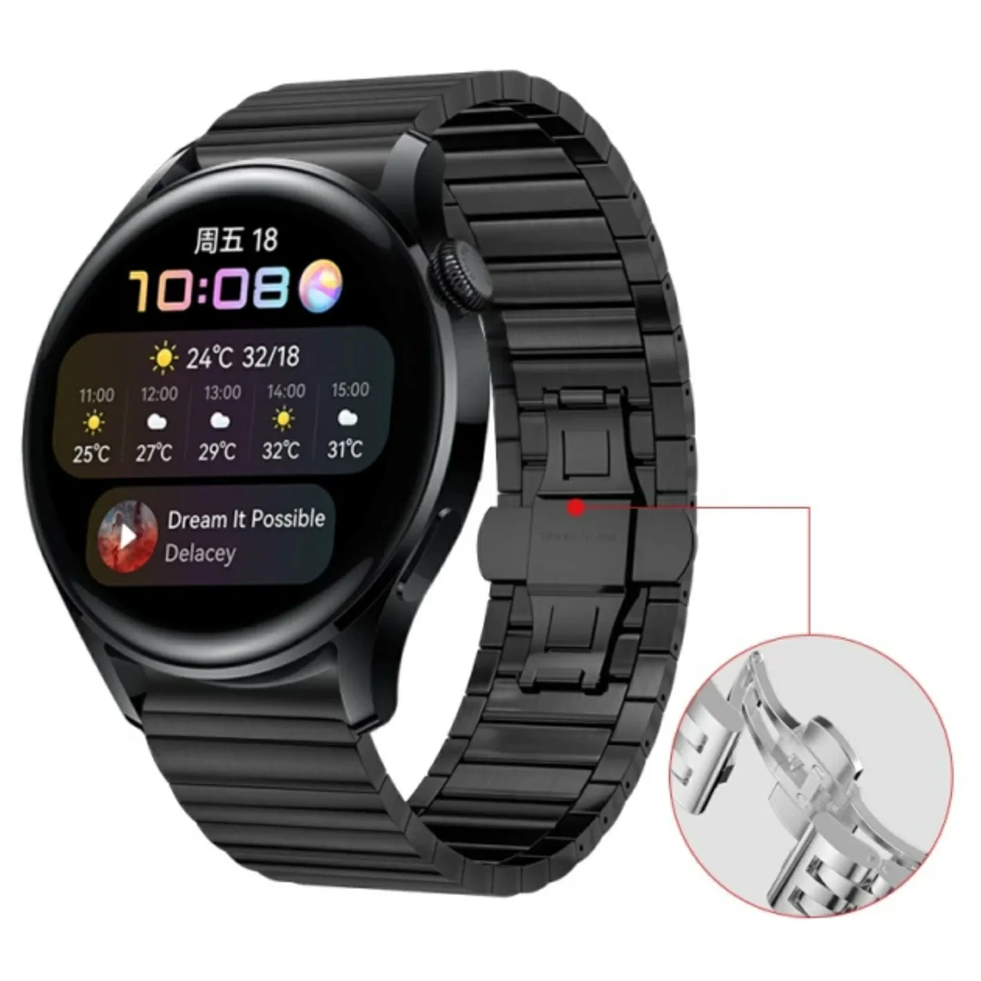 Metalna ekskluziv crna narukvica 22 mm Samsung Watch, Huawei Watch, Amazfit Watch