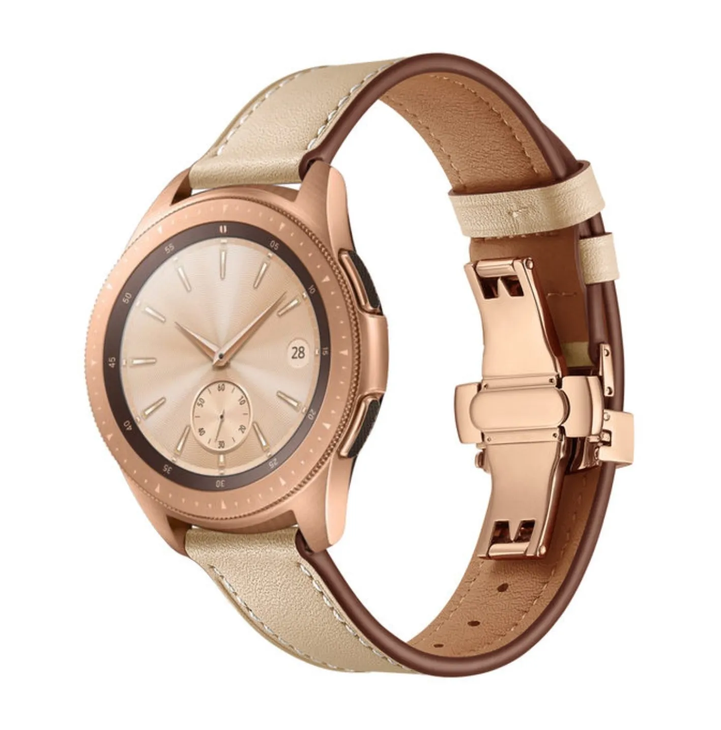 Apricot kozna narukvica 20 mm sa rose gold kopcom Samsung Galaxy Watch 4/5/6 40mm, 42mm, 43mm, 44mm, 46mm, 47mm