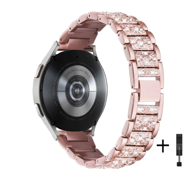 Metalna pink gold narukvica sa cirkonima 20 mm Samsung Active 1/2 Huawei Watch 42 mm