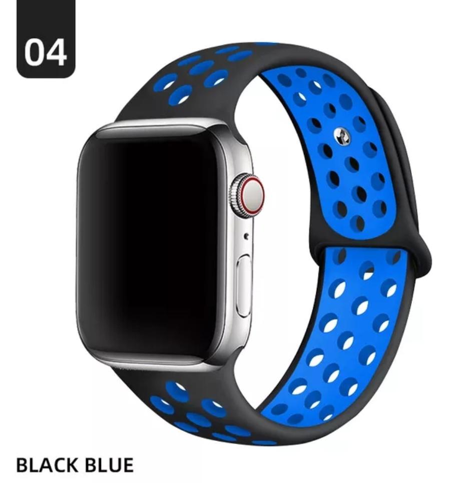 Apple Watch Silikonska Crno Plava Narukvica 38 Mm, 40 Mm, 41 Mm