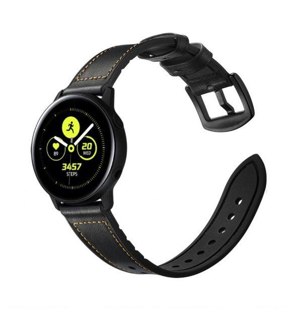 Crna Kozna Narukvica 20 Mm Samsung Watch, Huawei Watch, Amazfit