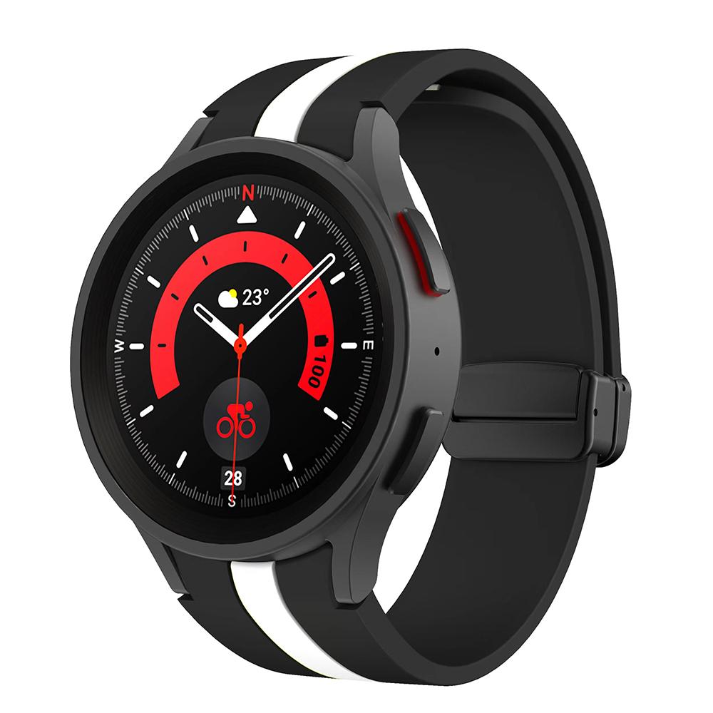 Crno Bela Silikonska Narukvica Za Samsung Galaxy Watch 4/5/6 40mm, 42mm, 43mm, 44mm, 46mm, 47mm