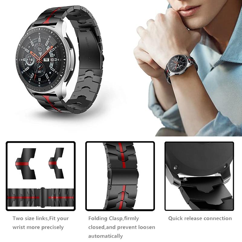 Huawei GT2 GT3 Pro 46mm Luxury Business Metalna Narukvica Black Red Za Samsung Watch3 45mm S3 22mm