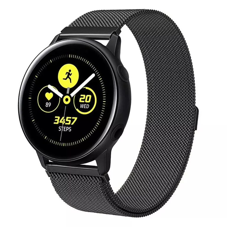 Metalna crna pancirna narukvica 20 mm za Samsung Galaxy Watch 4/5/6, active 1/2 Huawei Watch 42mm