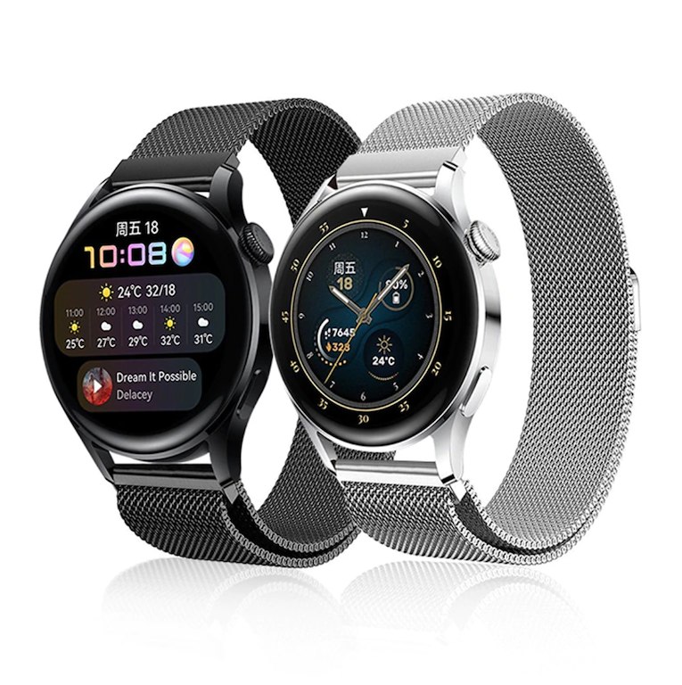 Huawei Watch 3 Pro 46mm 48mm metalna crna milanese narukvica 22 mm