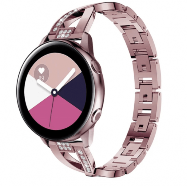 Metalna Rose Pink Narukvica Sa Cirkonima 20 Mm Samsung Watch,Huawei Watch, Amazfit