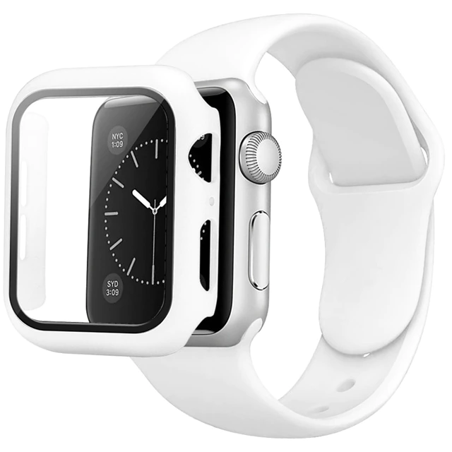 Apple Watch silikonska bela narukvica, bamper i staklo 41mm