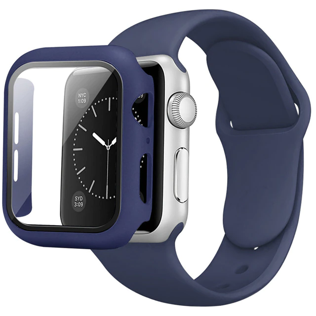 Apple Watch silikonska plava narukvica, bamper i staklo 40mm