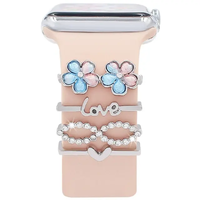 Dekorativni nakit za Apple Watch narukvice, Sasmusng Watch 3/4/5 narukvice komplet 4 segmenta silver flowers