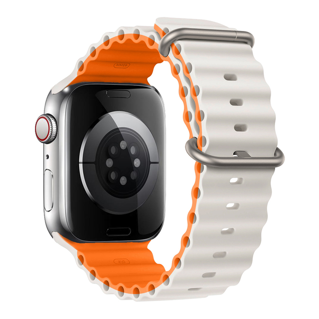 Apple watch silikonska narandzasto siva narukvica 42 mm, 44 mm, 45 mm, 49 mm