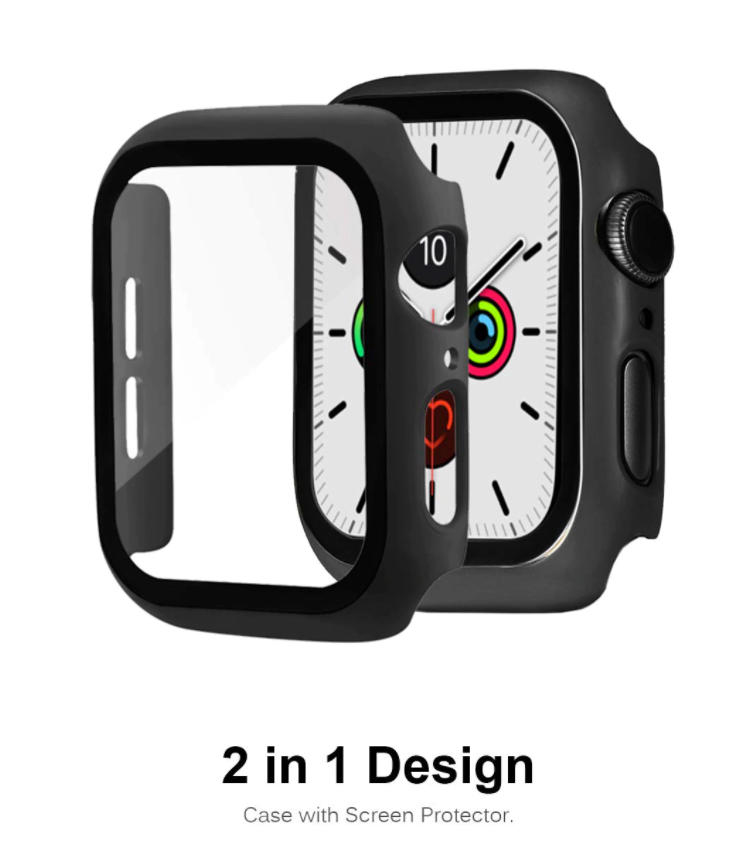 Crno zastitno kuciste i zastitno staklo za apple watch 40 mm serije 4/5/6