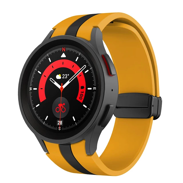 Zuto Crna Silikonska Narukvica Za Samsung Galaxy Watch 4/5/6 40mm, 42mm, 43mm, 44mm, 46mm, 47mm