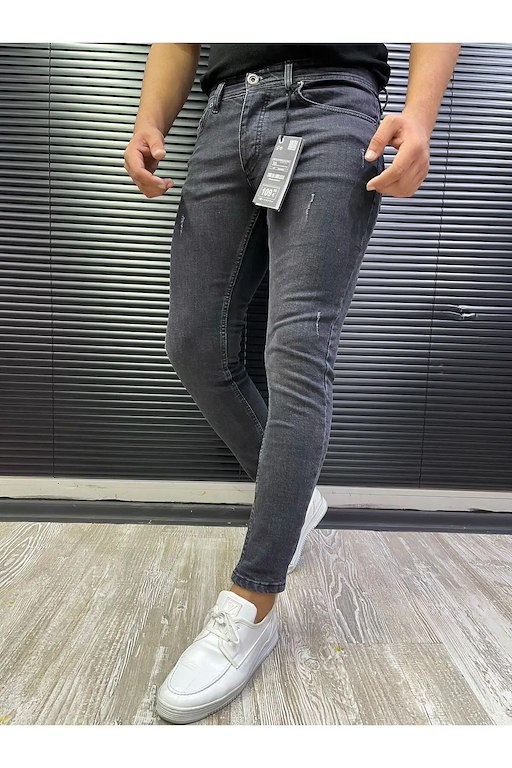 Muške Farmerke Skinny Fit Sive Boje 52352