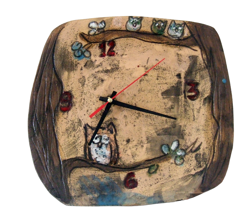 Ceramic wall clock – owls