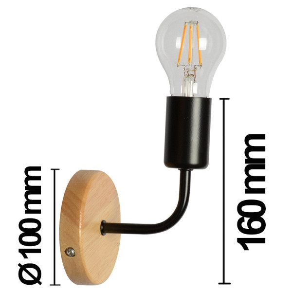 Zidna lampa vintage BARIO-1R metal/drvo