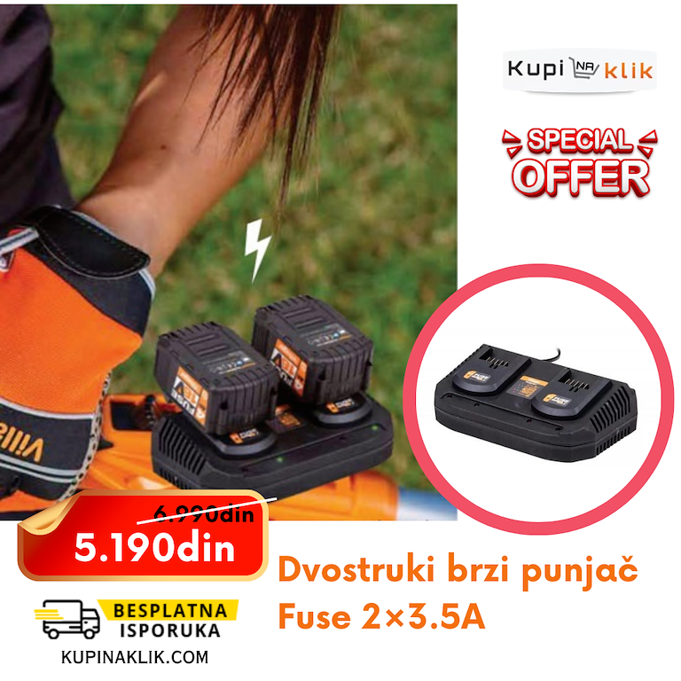 Dvostruki brzi punjač Fuse 2×3.5A