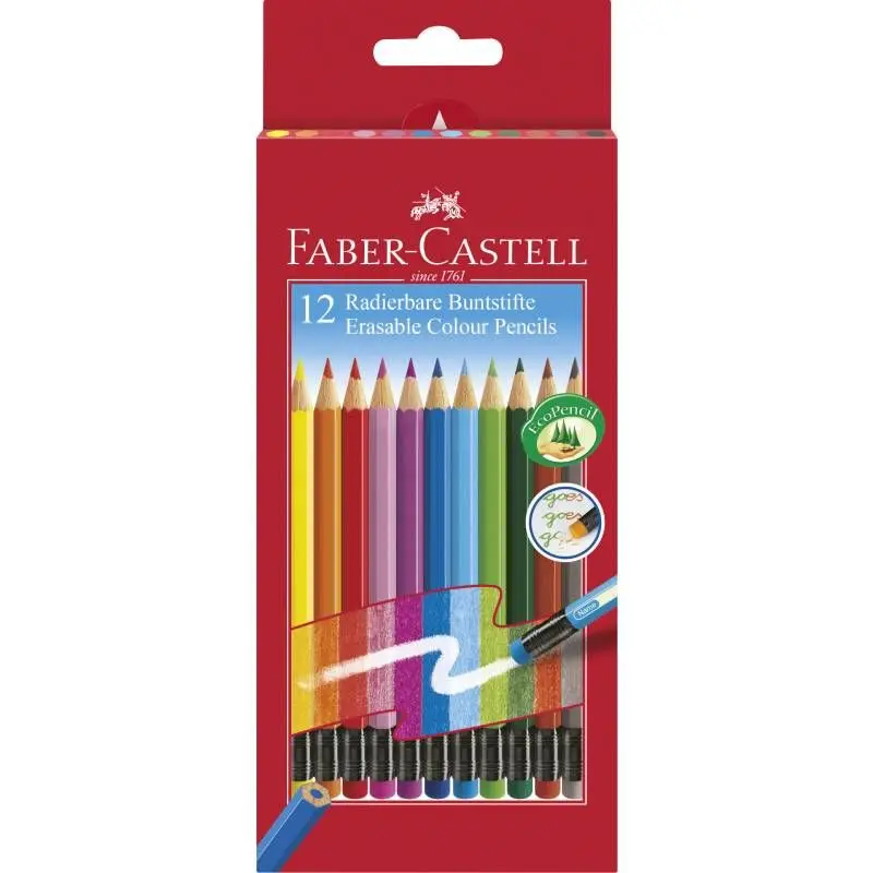 FABER CASTELL Set drvenih bojica sa gumicom 12/1 116612