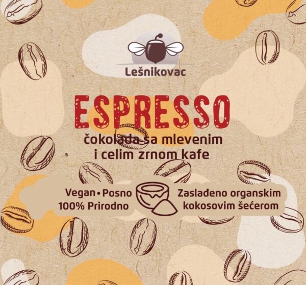 Čokolada sa Espresso kafom 70% 90gr, gazdinstvo Gajić