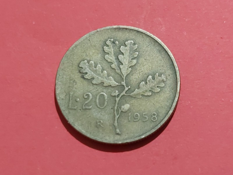 Italija - 20 lira 1958 god