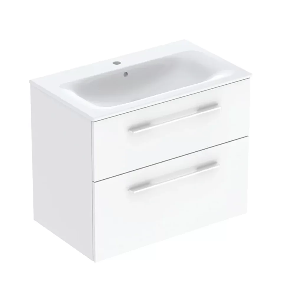 GEBERIT SELNOVA SQUARE LAVABO SA ORMARIĆEM, DVE FIOKE, BELI SJAJ, 80 cm 501.240.00.1