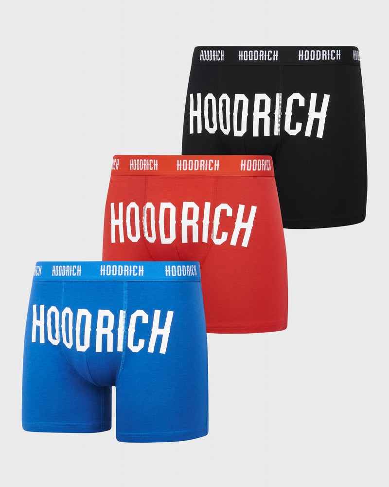 Hoodrich OG Charge 3 Pack Muške Boxers Plave Crne Crvene Srbija | 17UDSVNOE