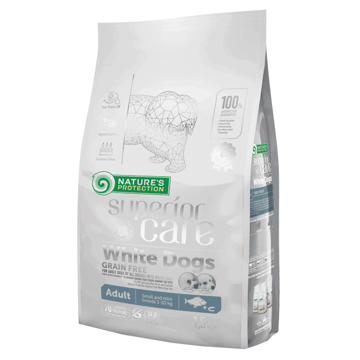 Nature's Protection SC White Coat Adult, Bela Riba i Račići, 1.5 kg