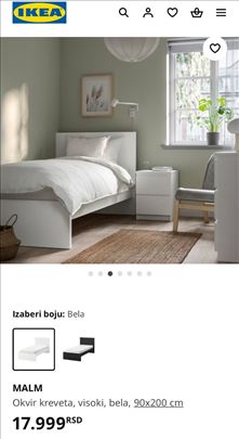 Krevet Ikea MALM 90x200 sa letvicama i dušekom