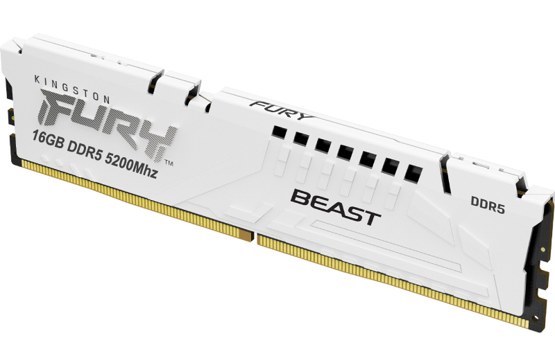 RAM Memorija za kompjuter KINGSTON Fury Beast White EXPO / kapacitet 16GB / frekvencija 5200MHz / standard DDR5 / tip DIMM / latencija CL36 / napon 1.25V / slot 288-pinova / model KF552C36BWE-16