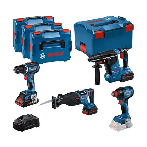 Bosch Aku set GSR 18V-90C+GDX 18V-210C+GBH 18V-24C+GSA 18V-28+1×4,0Ah+2×5,5Ah+GAL 1880CV (0615990N37)