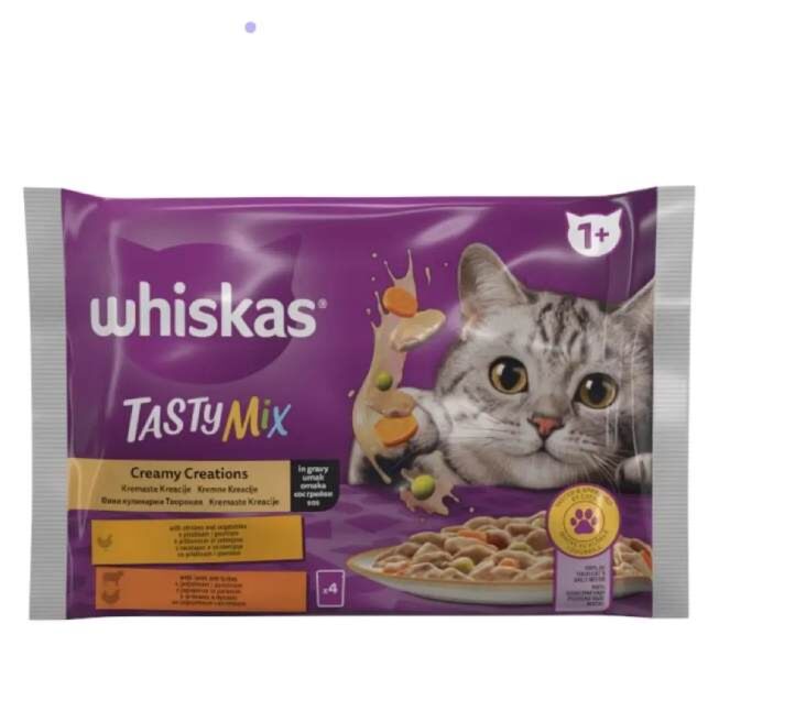 Whiskas Kesice za mačke Tasty Mix Meso u kremastom sosu 4x85 gr