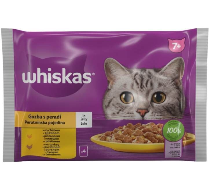 WHISKAS KESICE ZA MAČKE SENIOR IZBOR ŽIVINE 4X85G