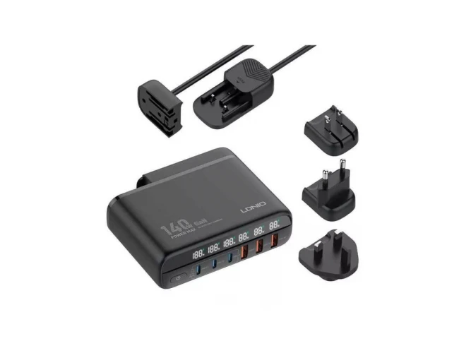 LDNIO A6140C GaN kućni punjač sa adapterima 140W+kabl tip C na tip C