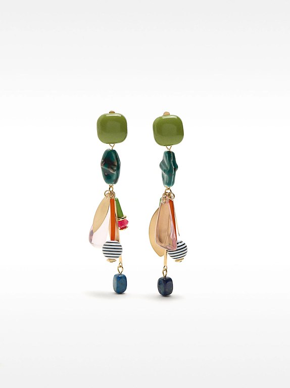 Long earrings with stone and resin