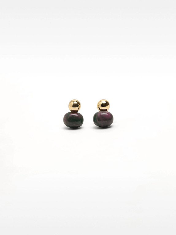 Short earrings with stone effect