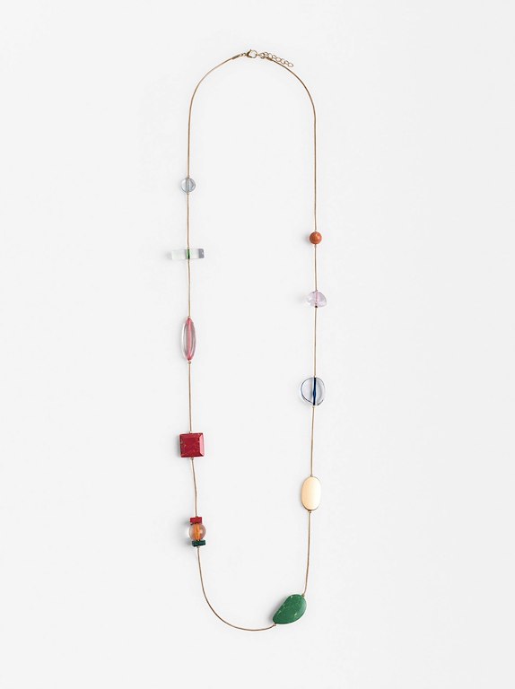 Long necklace with multicolored stones