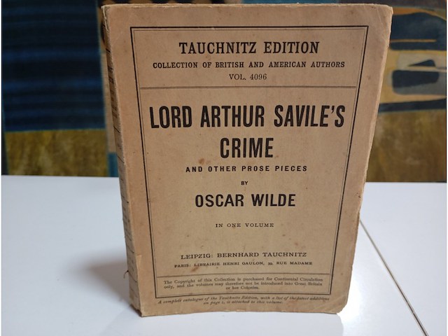 Lord Arthur Savile`s  Oscar Wilde  1909.